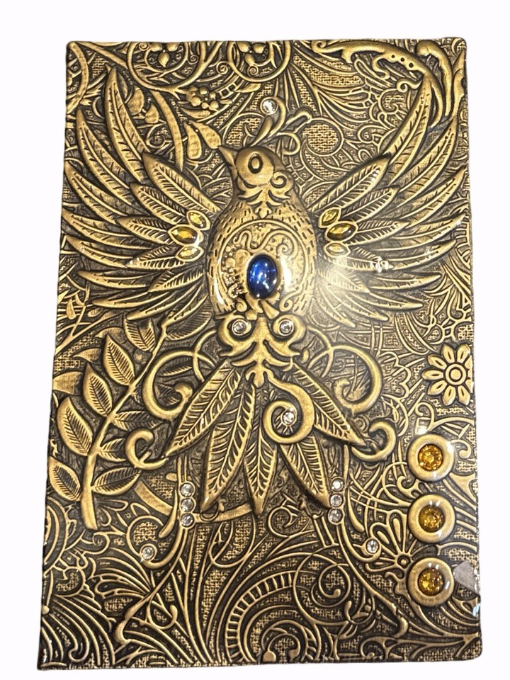 Faux-Leather Gold Phoenix Embossed Notebook/Journal & Quill Pen Set 200 ...