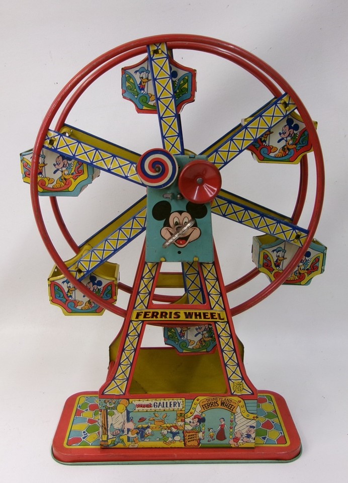 J Chein Tin Litho Disney Mickey Mouse Ferris Wheel Wind Up Toy ...