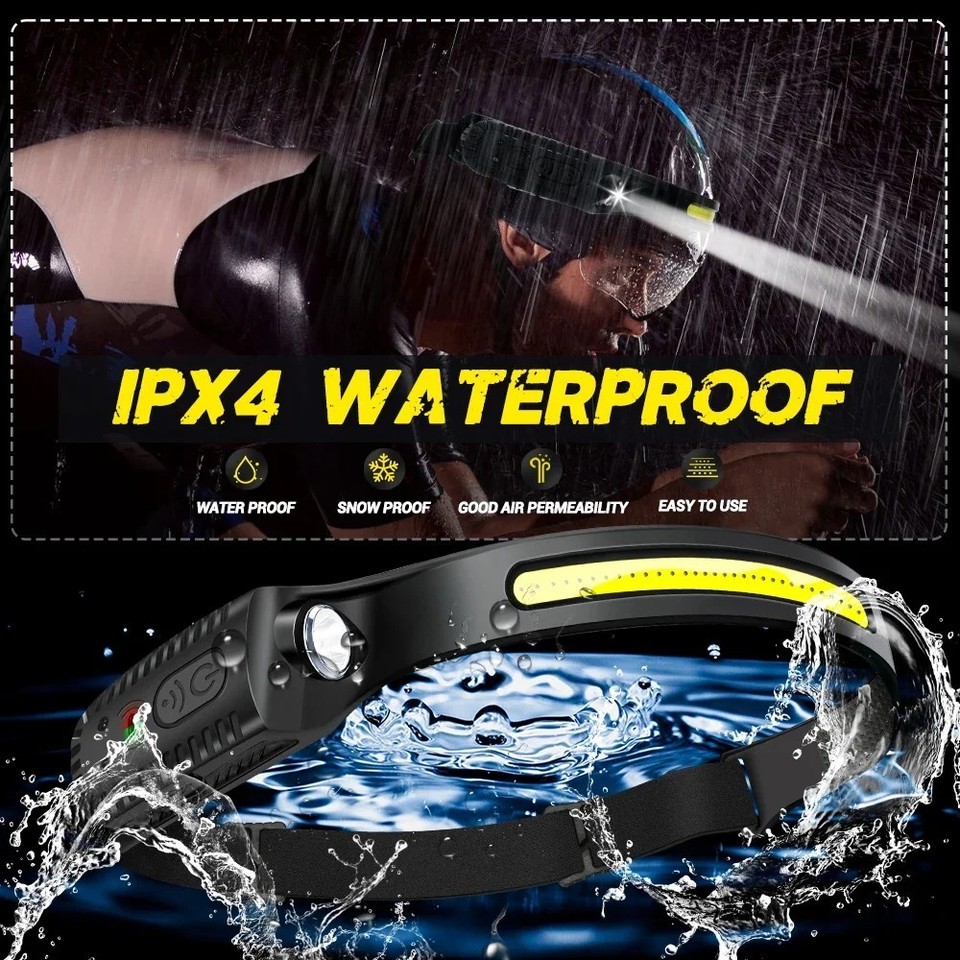Waterproof COB Headlamp Night Buddy LED Sensor 230° Head Torch ...