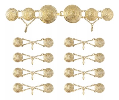 Mexican MARIACHI "Charro" gold tone metal chain buttons complete 68 ...