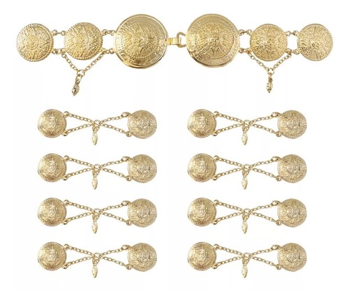 Mexican MARIACHI "Charro" gold tone metal chain buttons complete 68 ...