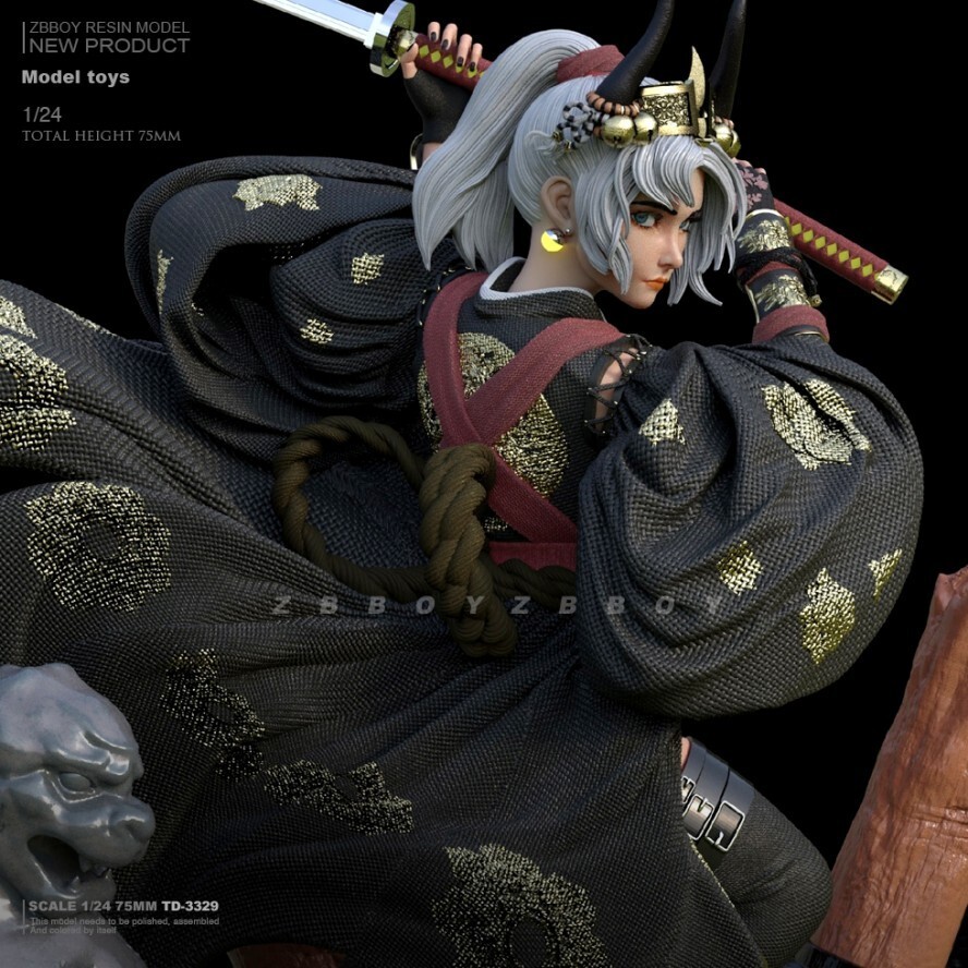 1/24 resin figures model Cherry Blossom Chop Girl Unassembled Unpainted ...