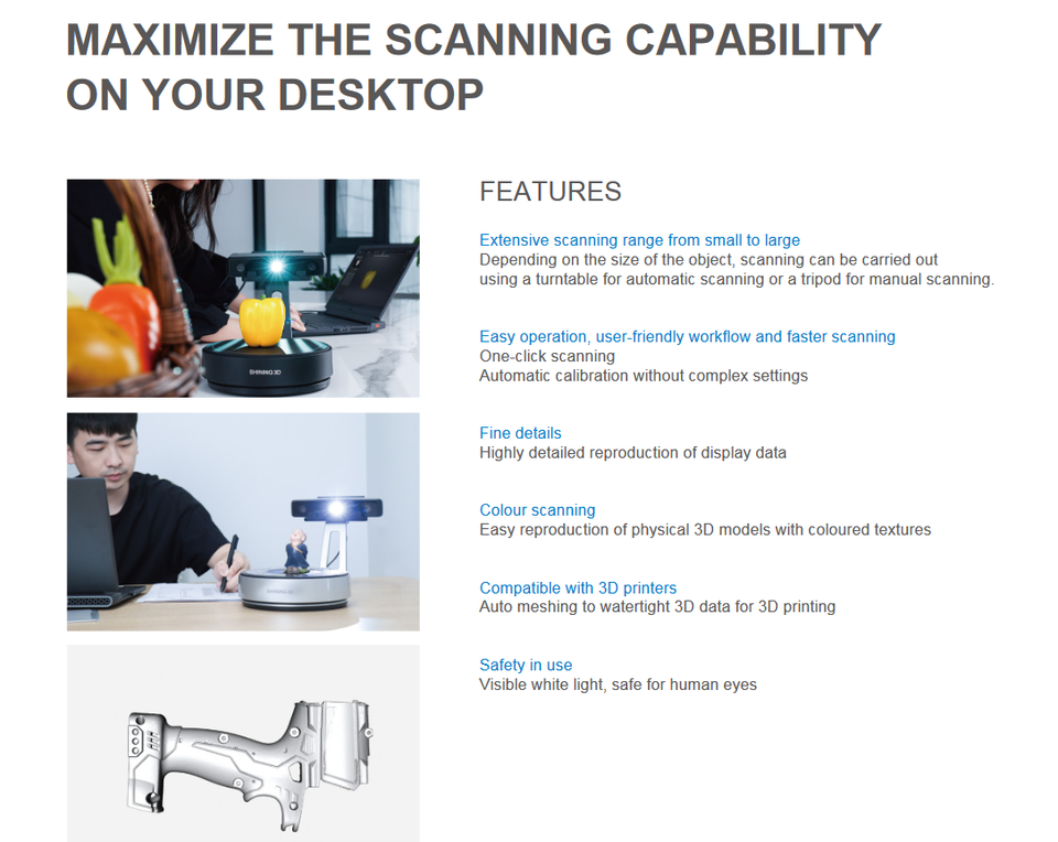 NEW EinScan SE 3D Scanner V2, Fixed/ Auto Dual Mode, Wide Scan Range ...