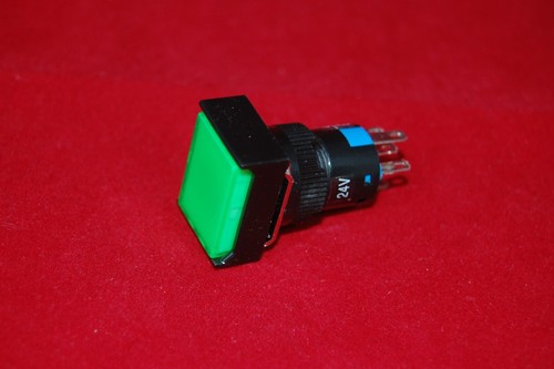 2PCS 16MM Green Rectangle Latching PUSH BUTTON ILLUMINATED 120V 5 PINS ...
