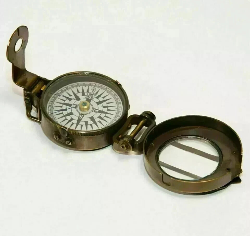 Antique Solid Brass WWII Military compass Nautical Vintage Pocket ...