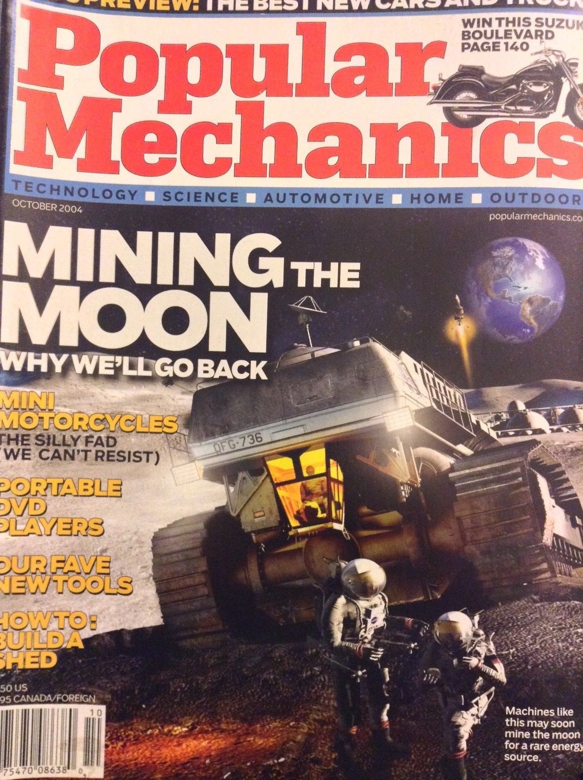 Popular Mechanics Magazine Mining The Moon going Back October 2004 ...