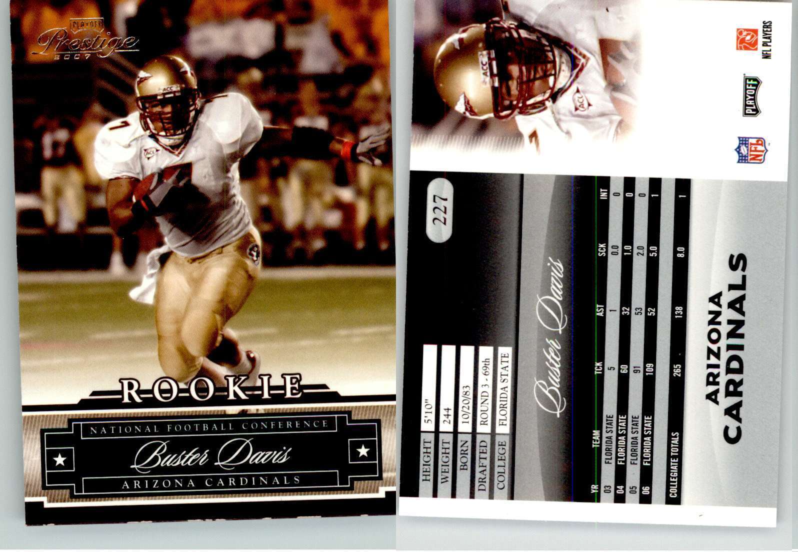 Buster Davis 2007 Prestige EX-NM #227 Florida St Cardinals RC Rookie | eBay