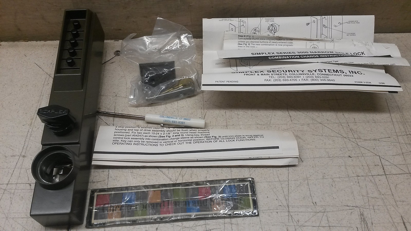 NOS Kaba Simplex 3000-2 Series Metal Mechanical Pushbutton Narrow Stile ...