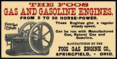 1895 Style Foos Gas Engine of Springfield, OhiO NEW Sign 8x16" USA ...