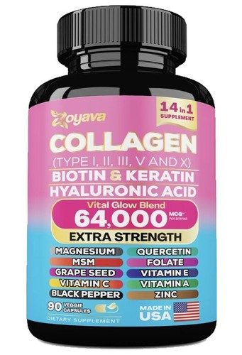 COLLAGEN(TYPE I. II. III, V AND X) BIOTIN & KERATIN 14 IN 1 SUPPLEMENT ...