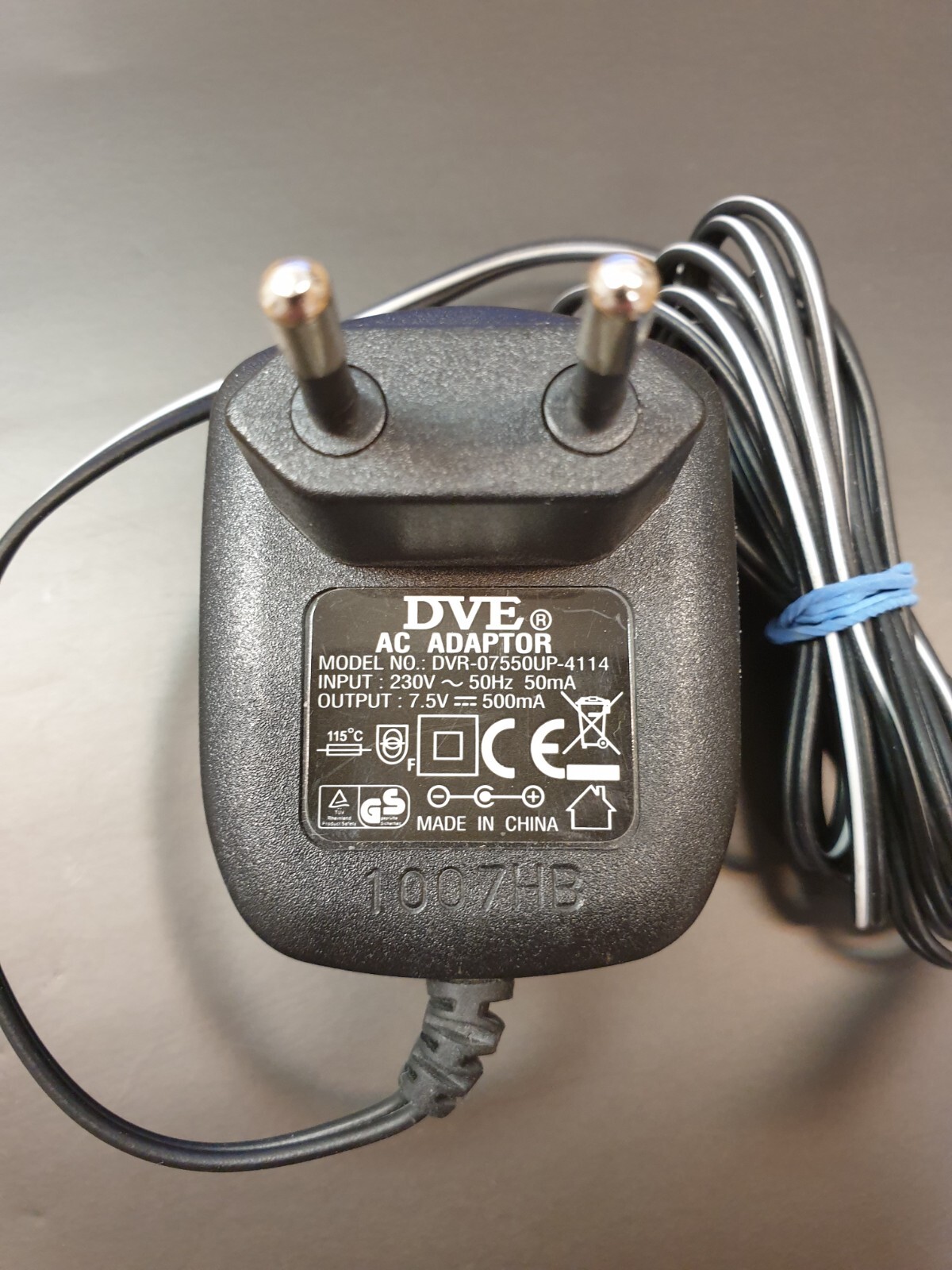 DVE AC Adapter | DVR - 07550UP - 4114 | 7.5 Volt | 500 mA | | eBay.de