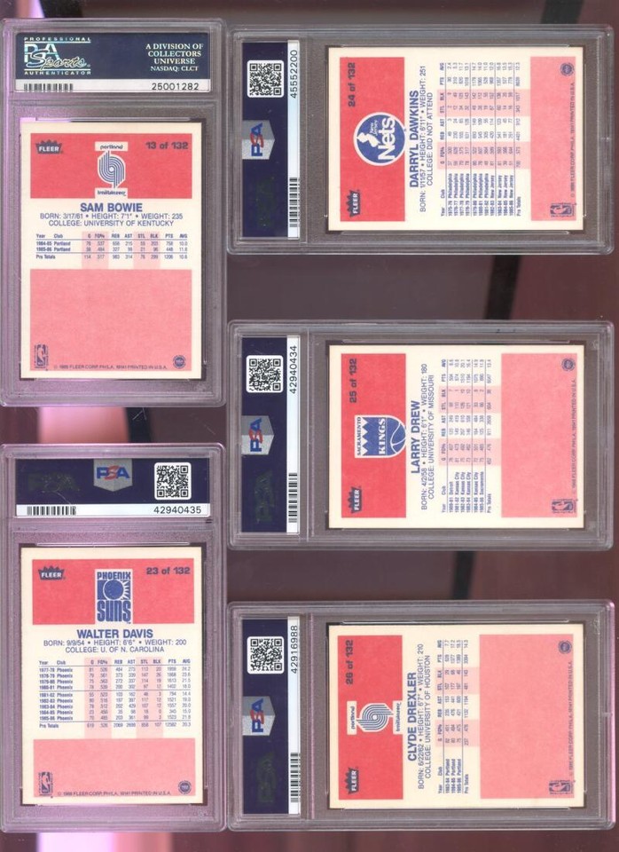 1986-87 Fleer #13 Sam Bowie ROOKIE RC PSA 9 Graded Basketball Card 86 ...