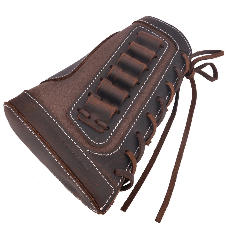 Leather Rifle Buttstock Gun Shell Cartridge Holder .357 .308 .22LR 12GA ...