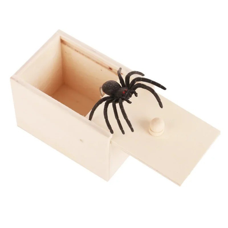 Spider In A Box Prank Wooden Scare Box Toy Trick Scary Halloween Party ...