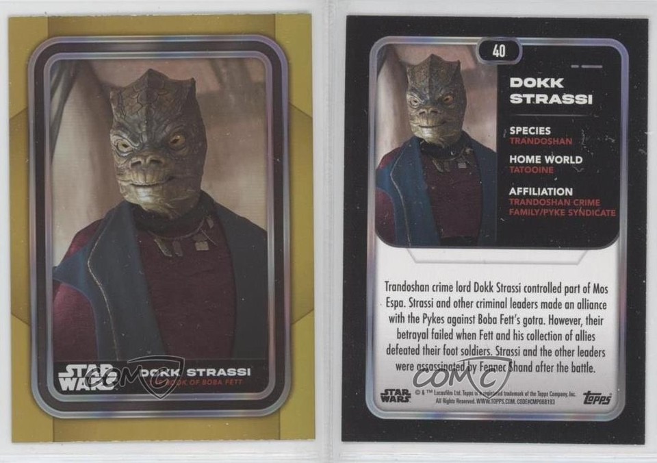 2023 Topps Star Wars Gold Foil Dokk Strassi #40 2k3 | eBay