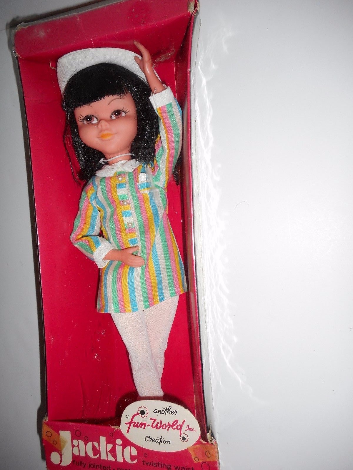 STORE DISPLAY 1970'S JACKIE MOD TWIGGY BIG EYES 13"BIG DOLL FUN WORLD ...