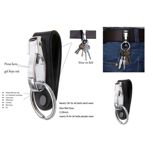 Luxury Leather Belt Keychain with Detachable Keyring - Perfect Gift for ...