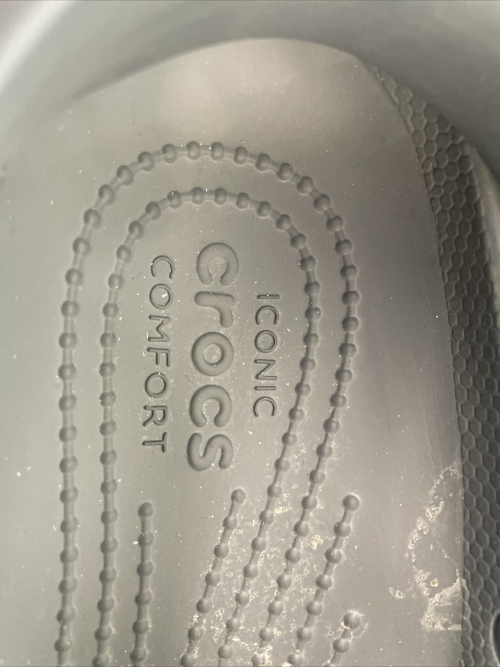 CROCS Unisex Clogs Iconic Comfort SIZE M10 / W12 Gray/White Rubber Boat ...