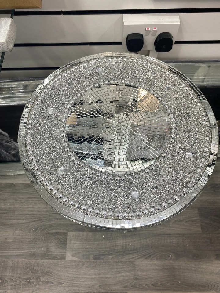 Silver Mirrored Side Table Modern Plant Stands Bed Side Sparkle End ...