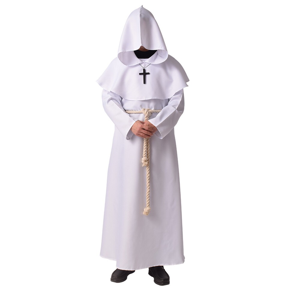 Friar Robe Medieval Cowl Hooded Monk Renaissance Priest Costume Cosplay ...