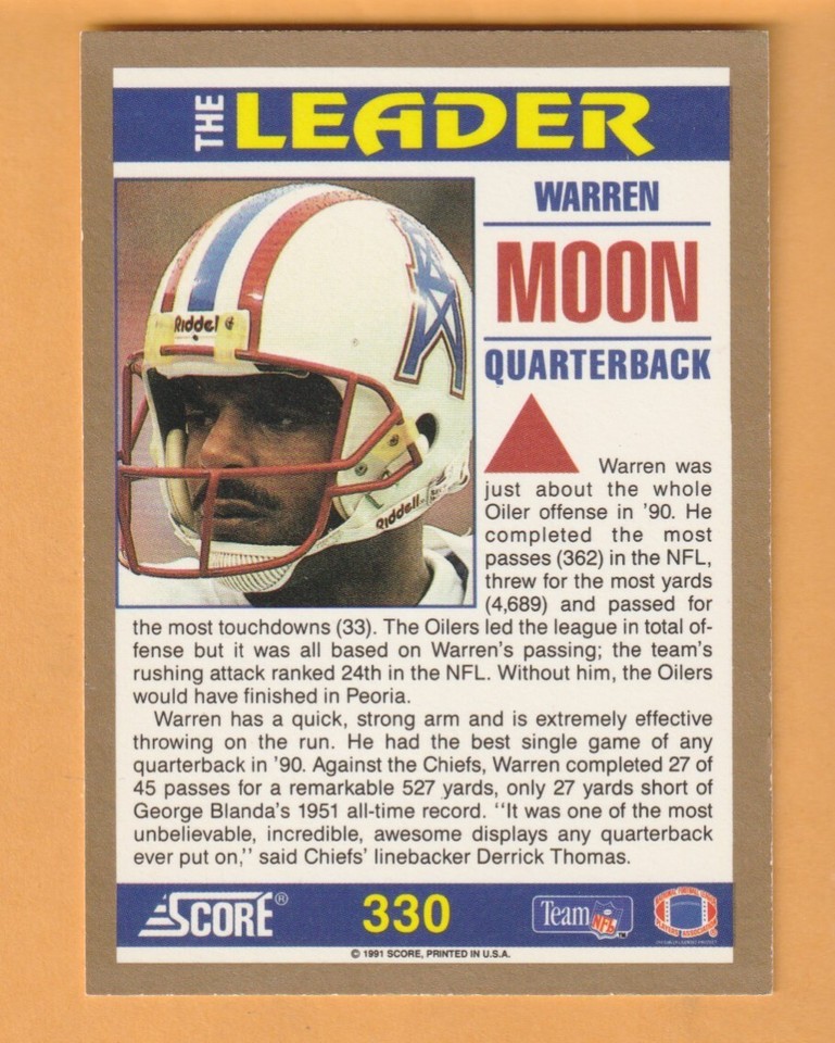 Warren Moon Houston Oilers 1991 Score #330 HOF Washington Huskies | eBay