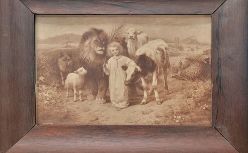 Antique 1896 Framed Lithograph Print "Peace" William Strutt 6" x 9" See ...