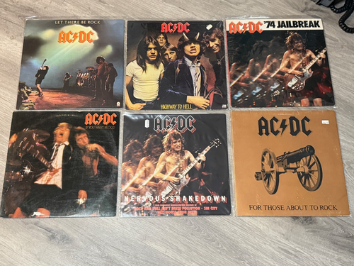 Estate Lot of 6 AC/DC Heavy Metal vinyl record albums -all originals (1 ...