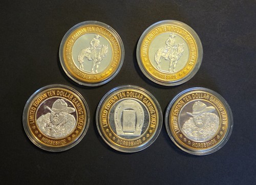 Set of five Binion's Horshoe Casino Ten Dollar Limited Edition gaming ...