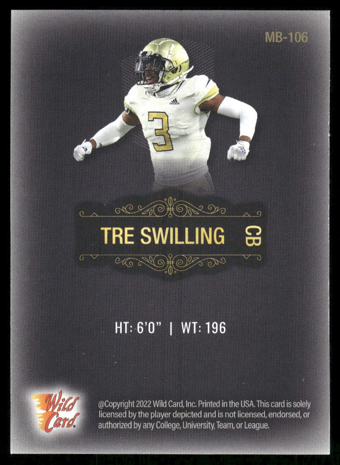 Tre Swilling 2022 Wild Card Matte #MB-106 Black | eBay