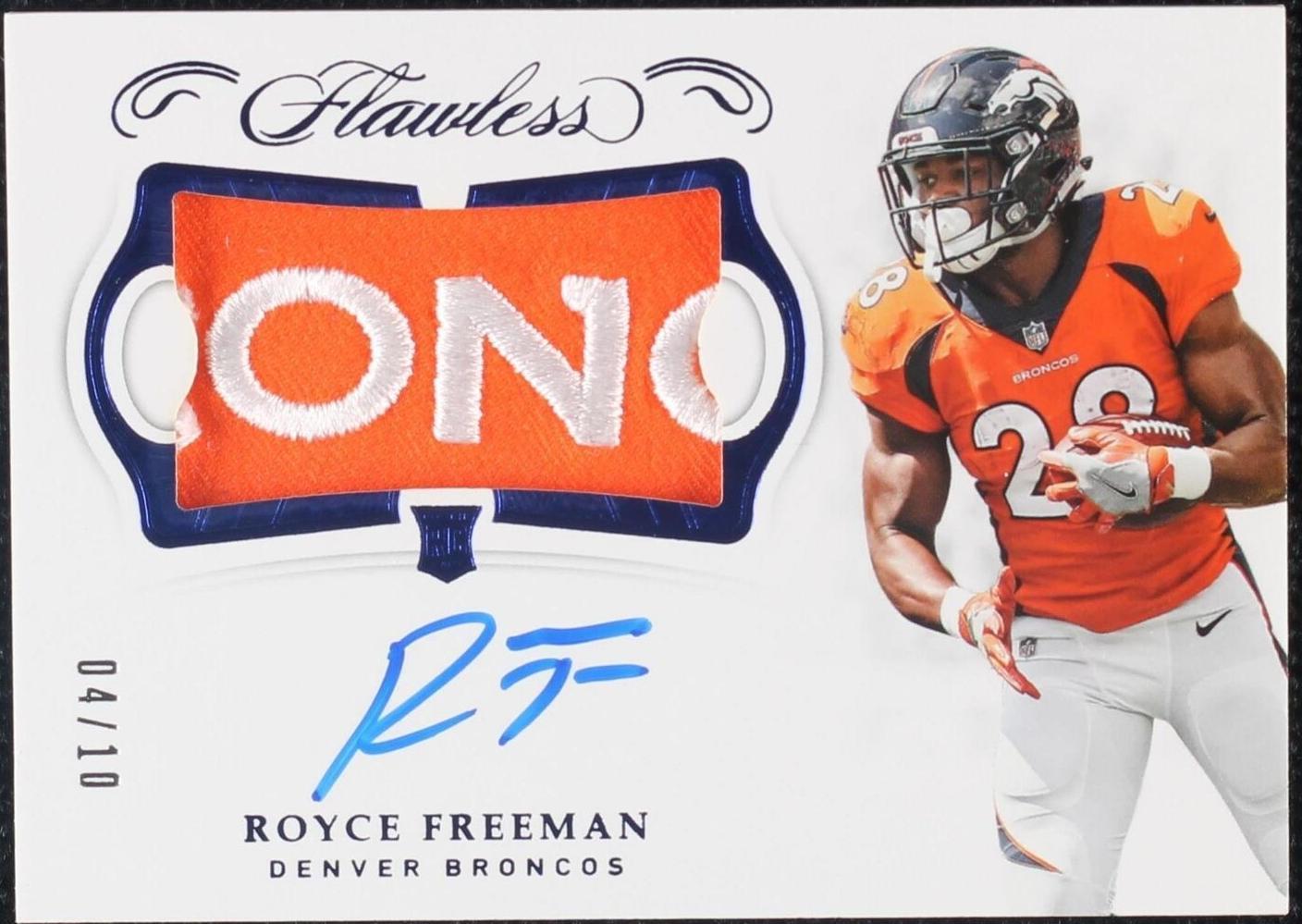 2018 Panini Flawless - Rookie Patch Autographs Royce Freeman #RPA-RF ...