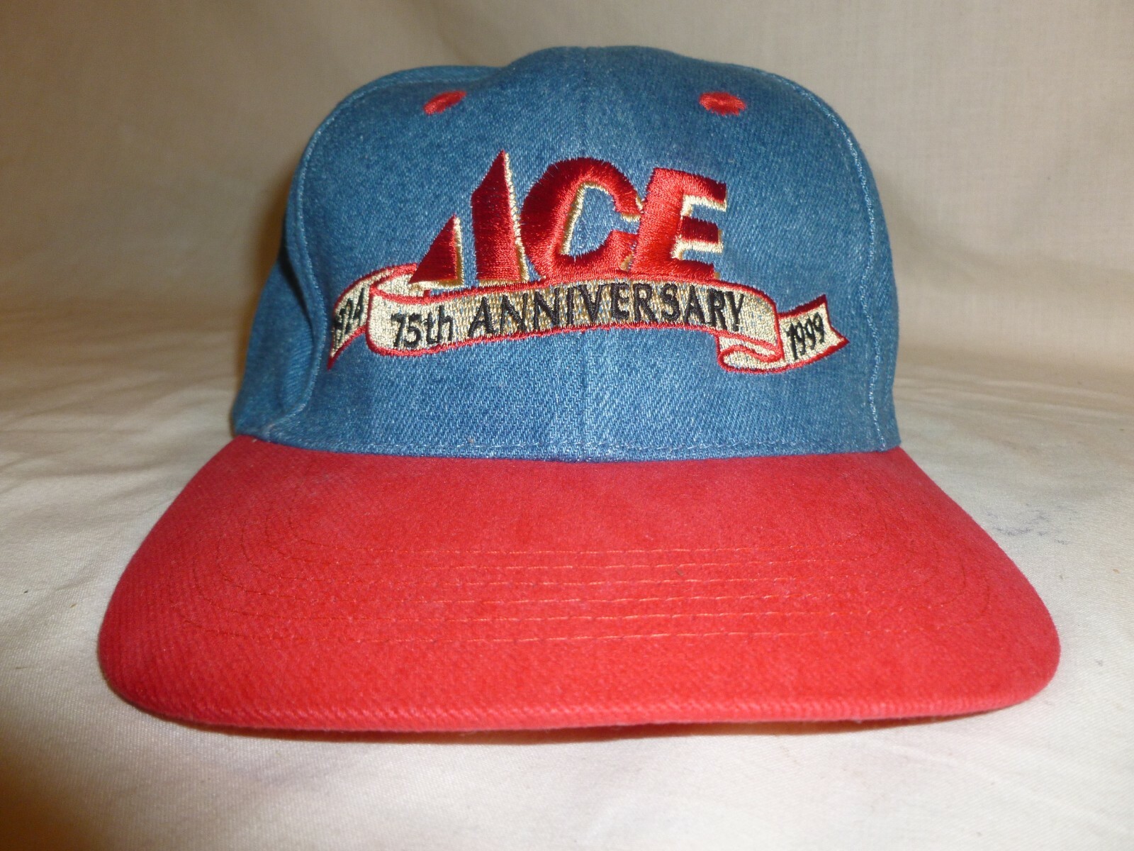 Vintage Ace Cap Hat Red Gold Blue Ace 75th Anniversary 1929-1999 ...