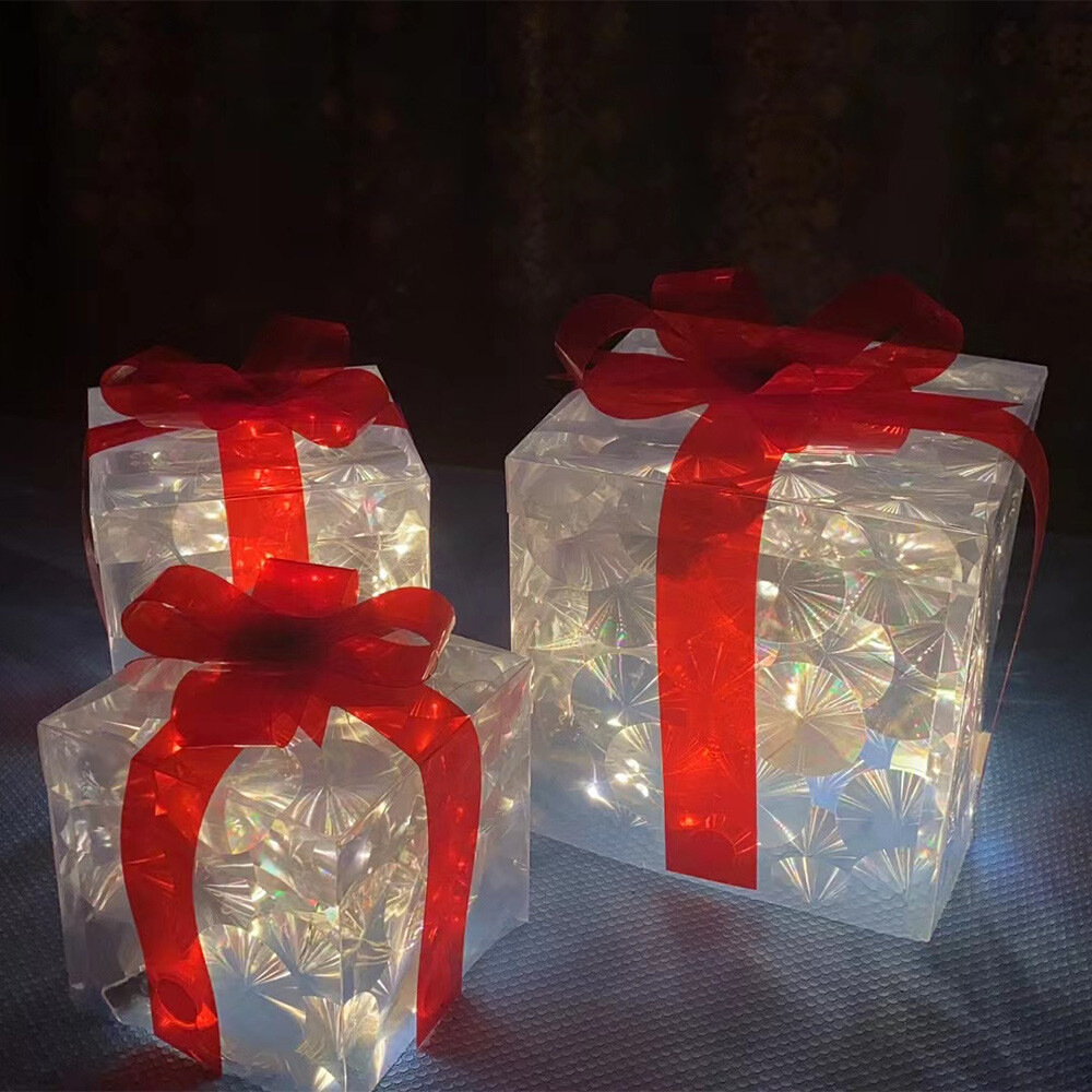 LED Christmas Light 3-Set Gift Boxes 3D Xmas Decor Indoor Outdoor ...