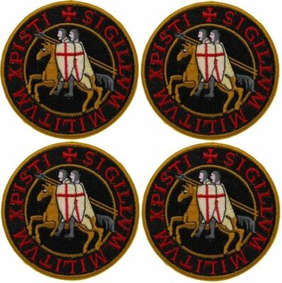 KNIGHTS TEMPLAR SEAL iron-on PATCH Embroidered CRUSADES BLACK 4 ...