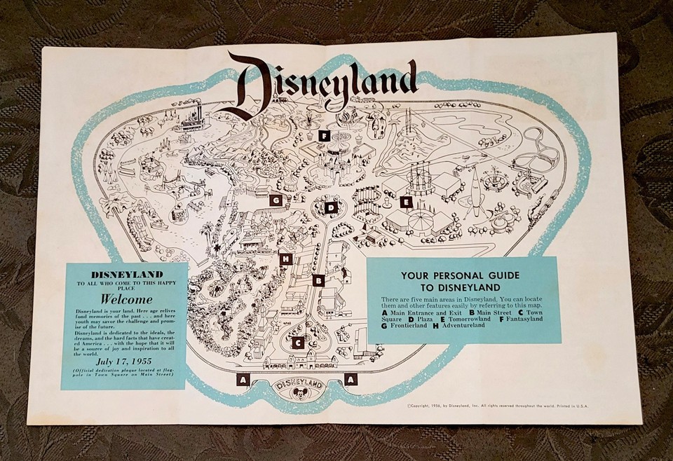 1956 Welcome To Disneyland Gate Flyer/Guide/Brochure and Map, with Tinkerbell | eBay