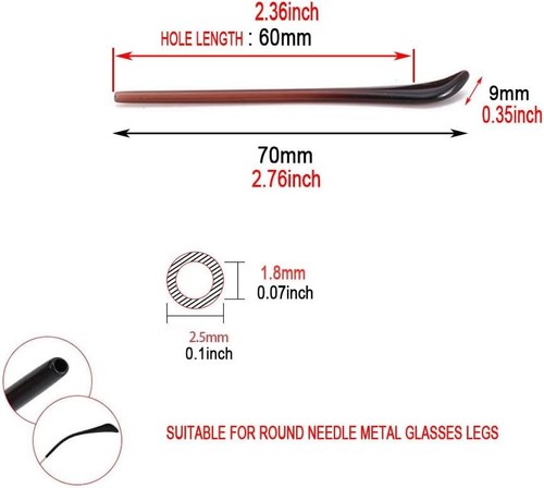 2 Pairs Eyeglass End Tips Ear Sock Pieces Tube Eyewear Anti-Slip ...