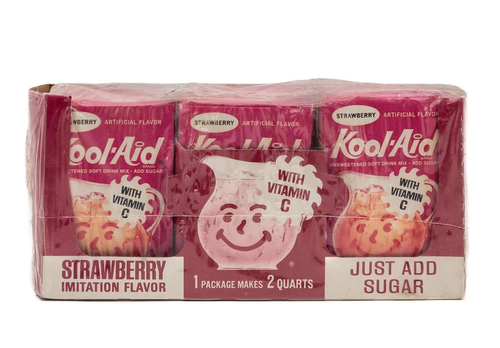 Super RARE Vintage KOOL AID Sealed Case of 72 STRAWBERRY PACKETS packet ...