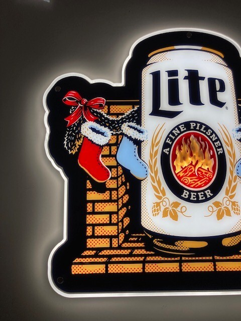 🔥Miller Lite Rare Motion Holiday Animated Fireplace Edge Lit LED Beer ...
