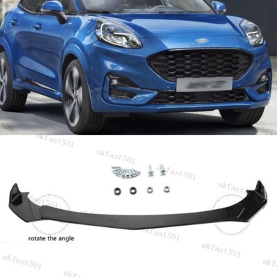 Glossy Black For FORD PUMA 2019-2022 Front Bumper Lip Body Kit Spoiler ...