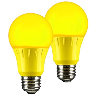 2Pack Yellow LED Bug Light Bulbs, A19 Colored Light Bulb, 3W (25W), E26 ...