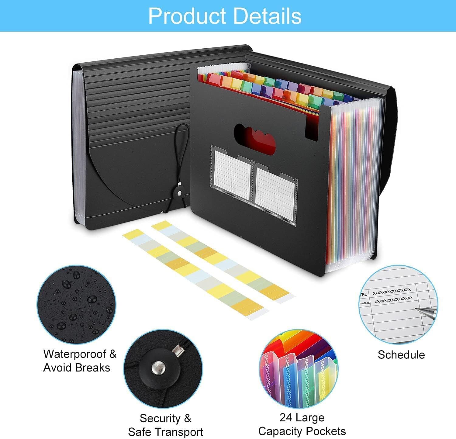 25 Pocket Expanding File Organiser A4 File Holder Paper Document ...