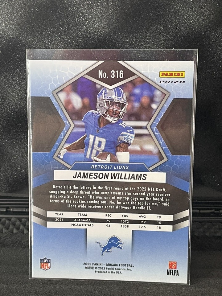 Jameson Williams Rookie Card 2022 Mosaic Orange Reactive # 316 | eBay