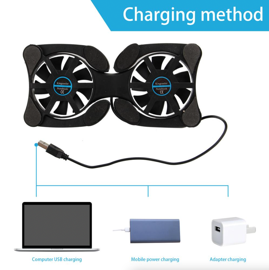 Dual USB Cooling Fan Pad Foldable Slim Fans Cooler Stand For Laptop PC ...