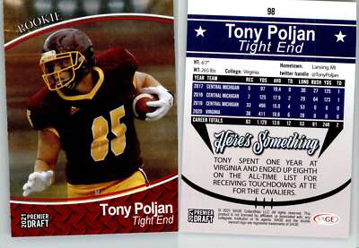 Tony Poljan 2021 SAGE Premier Draft Red #98 Virginia Ravens RC Rookie ...