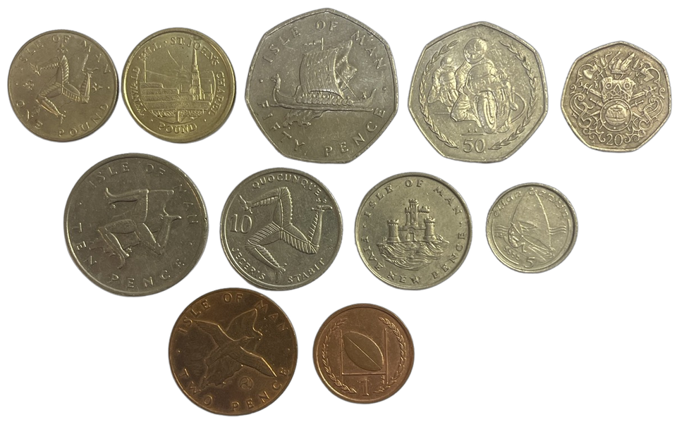 ISLE OF MAN (IOM) COIN COLLECTION £1 - 1P - BANK NOTE OPTIONAL - 11 ...