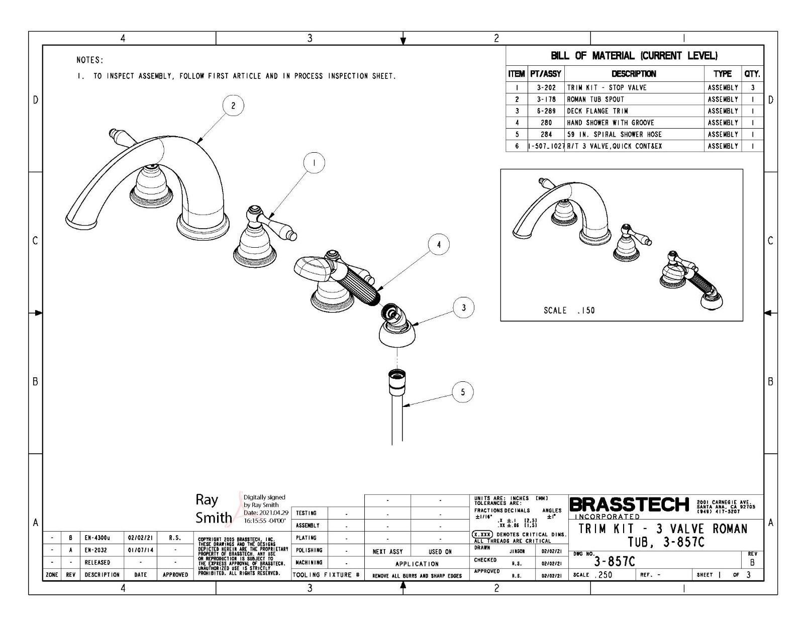 Newport Brass Seaport Triple Handles Deck Mounted Roman Tub Filler Hand ...