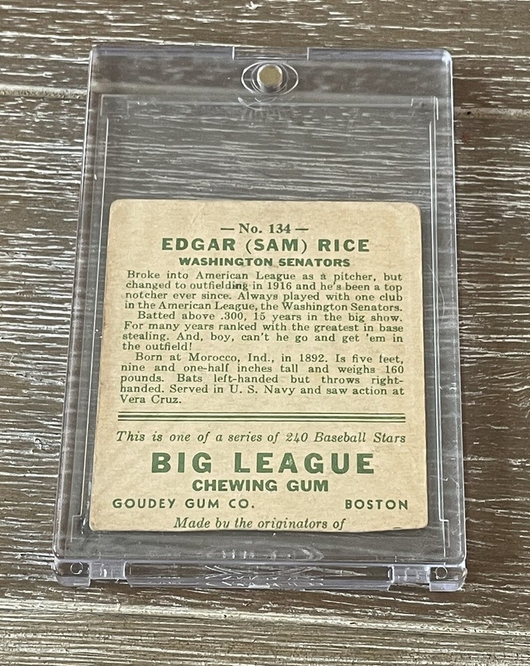 1933 Goudey #134 Edgar (Sam) Rice SEE PHOTOS | eBay