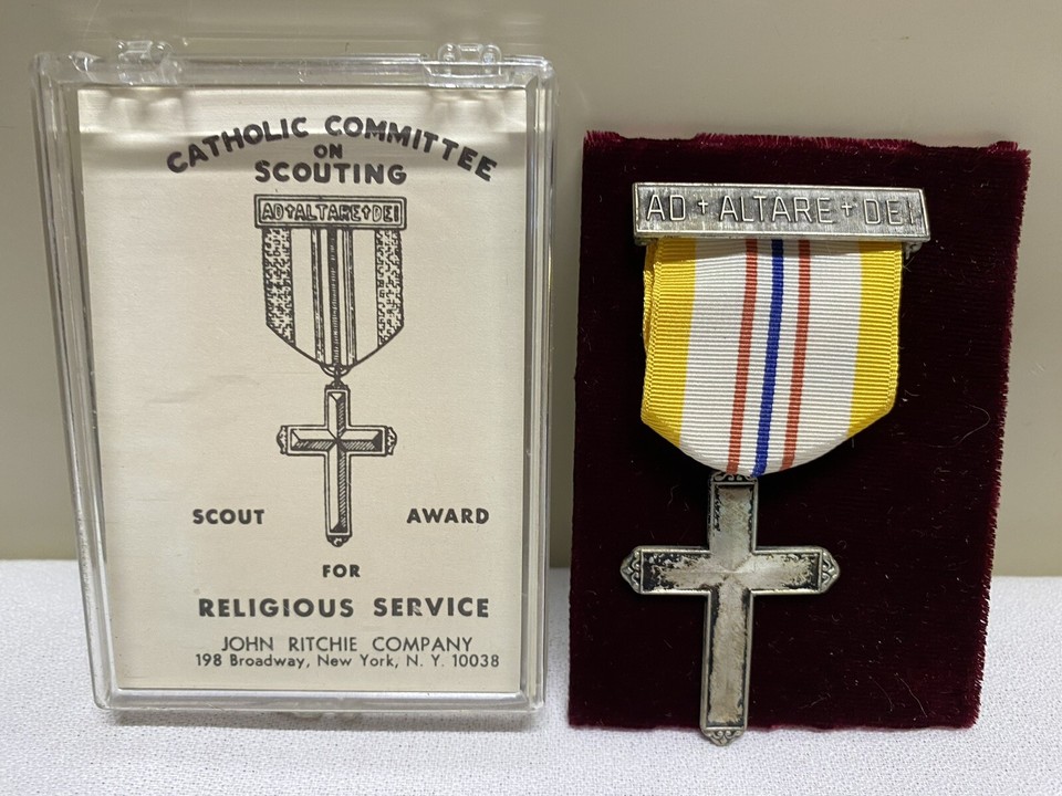 SS NOS AD+ ALTARE+DEI Boy Scout BSA Award Badge Medal Cross Catholic ...