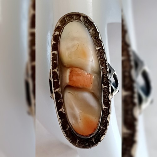 Antique Art Nouveau Blister Pearl Silver Elongated Engraved Sweetheart ...