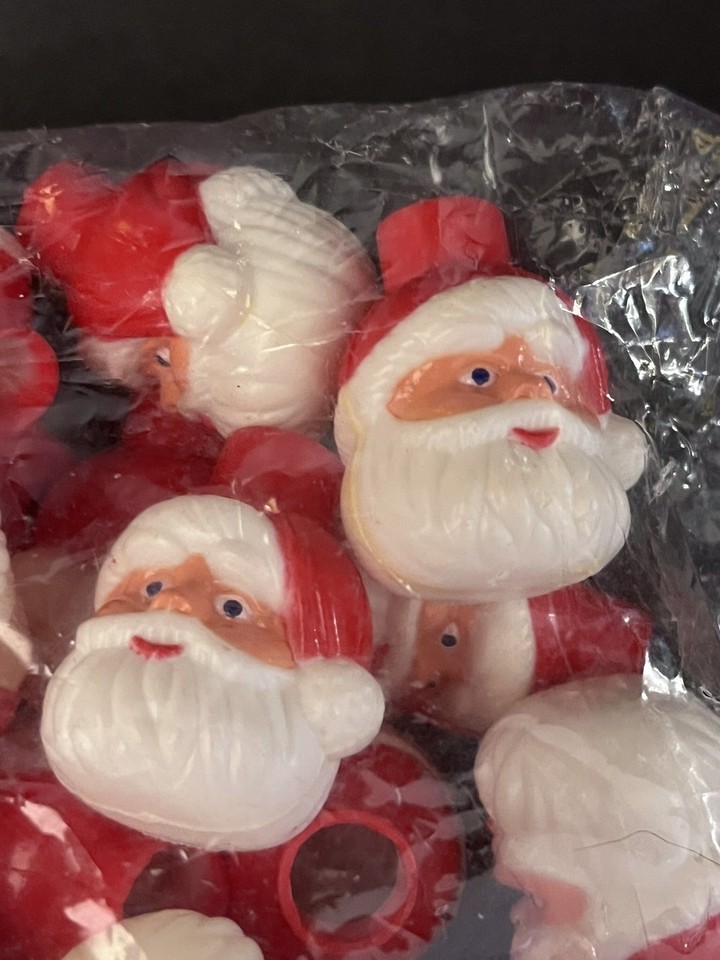 Vintage 20 Mini Santa Head Light Covers Snap On Christmas Tree Lights ...