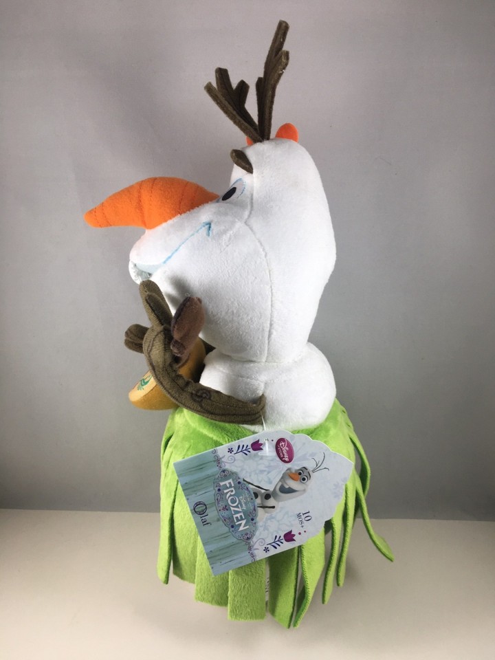 Disney Store Frozen OLAF Snowman Plush with Hawaii Aloha Hula Skirt (13 ...
